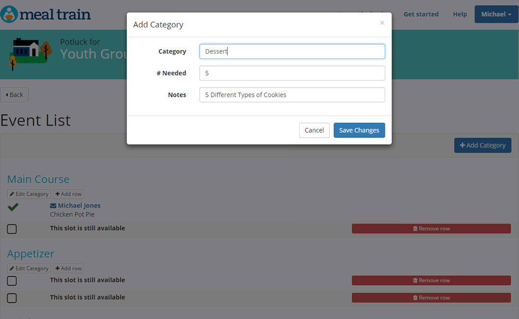 Potluck by Meal Train | a free online tool for organizing a group meal.