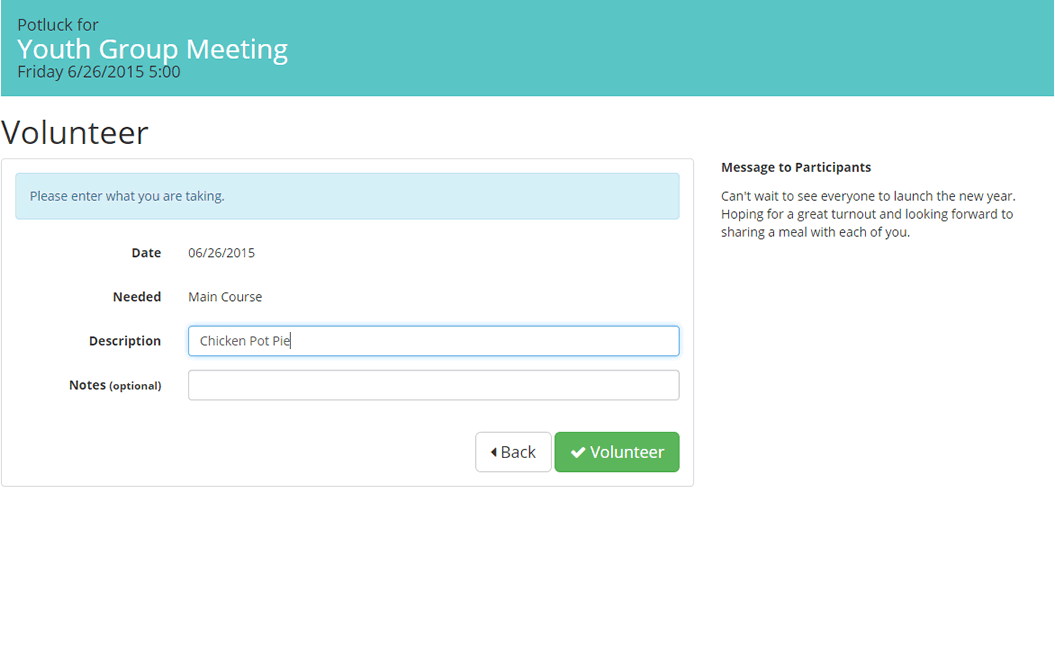 Potluck by Meal Train | a free online tool for organizing a group meal.